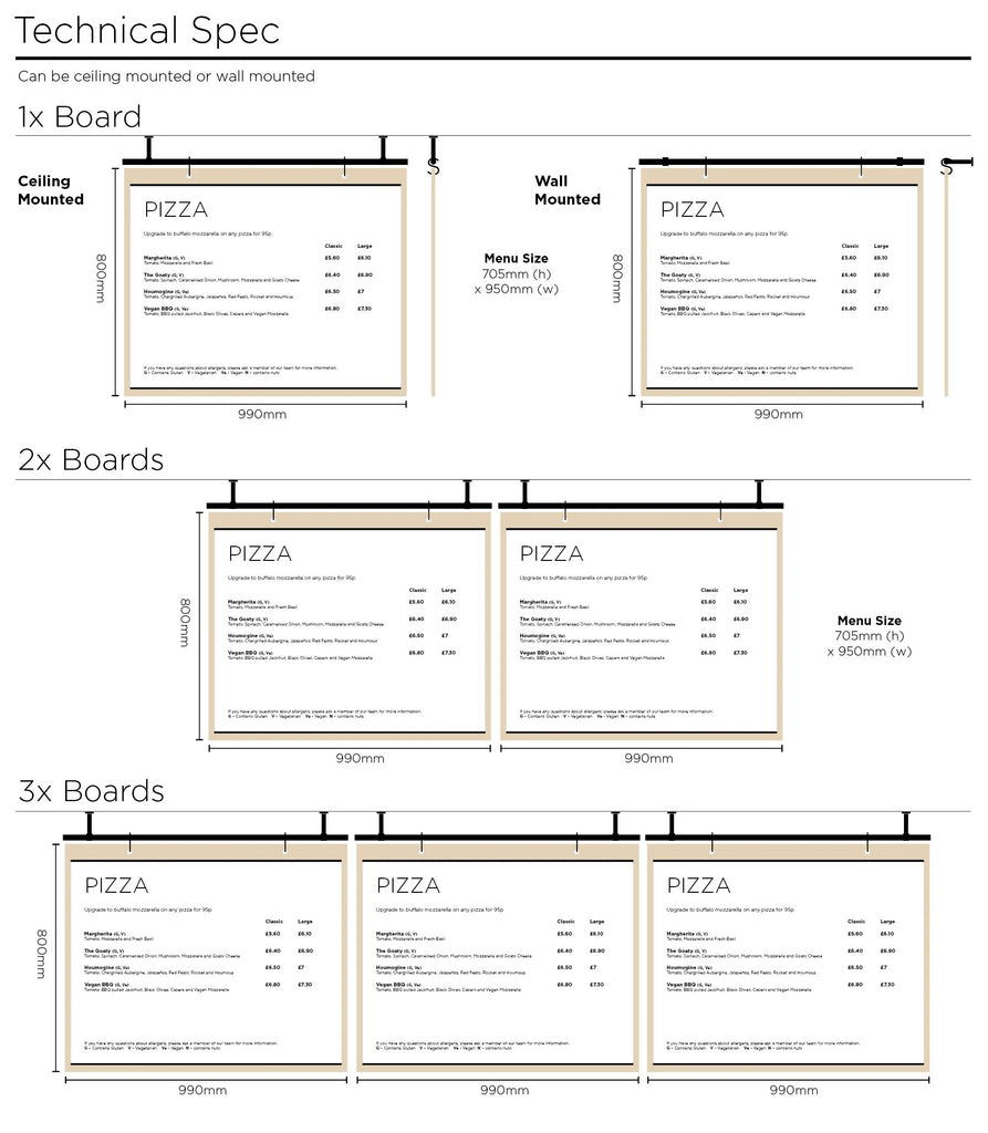 Industrial Style Café Hanging Rail Menu with Plywood Boards – Goodwin ...
