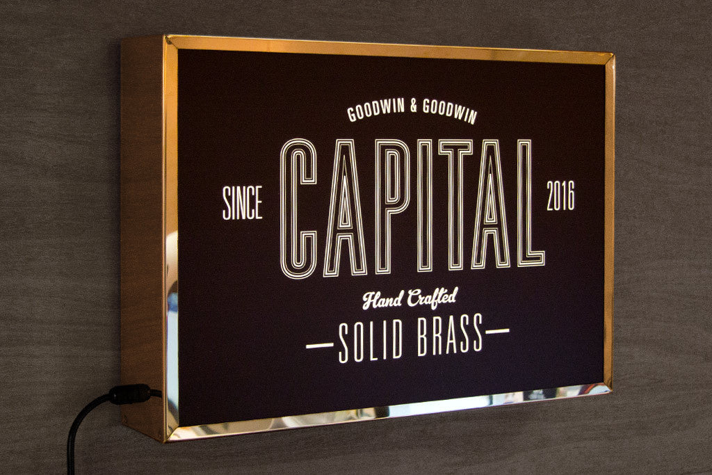 Brass Light Box Sign – Goodwin & Goodwin London Sign Makers