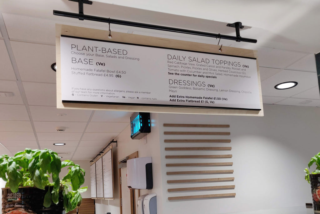 Industrial Style Café Hanging Rail Menu with Plywood Boards – Goodwin ...
