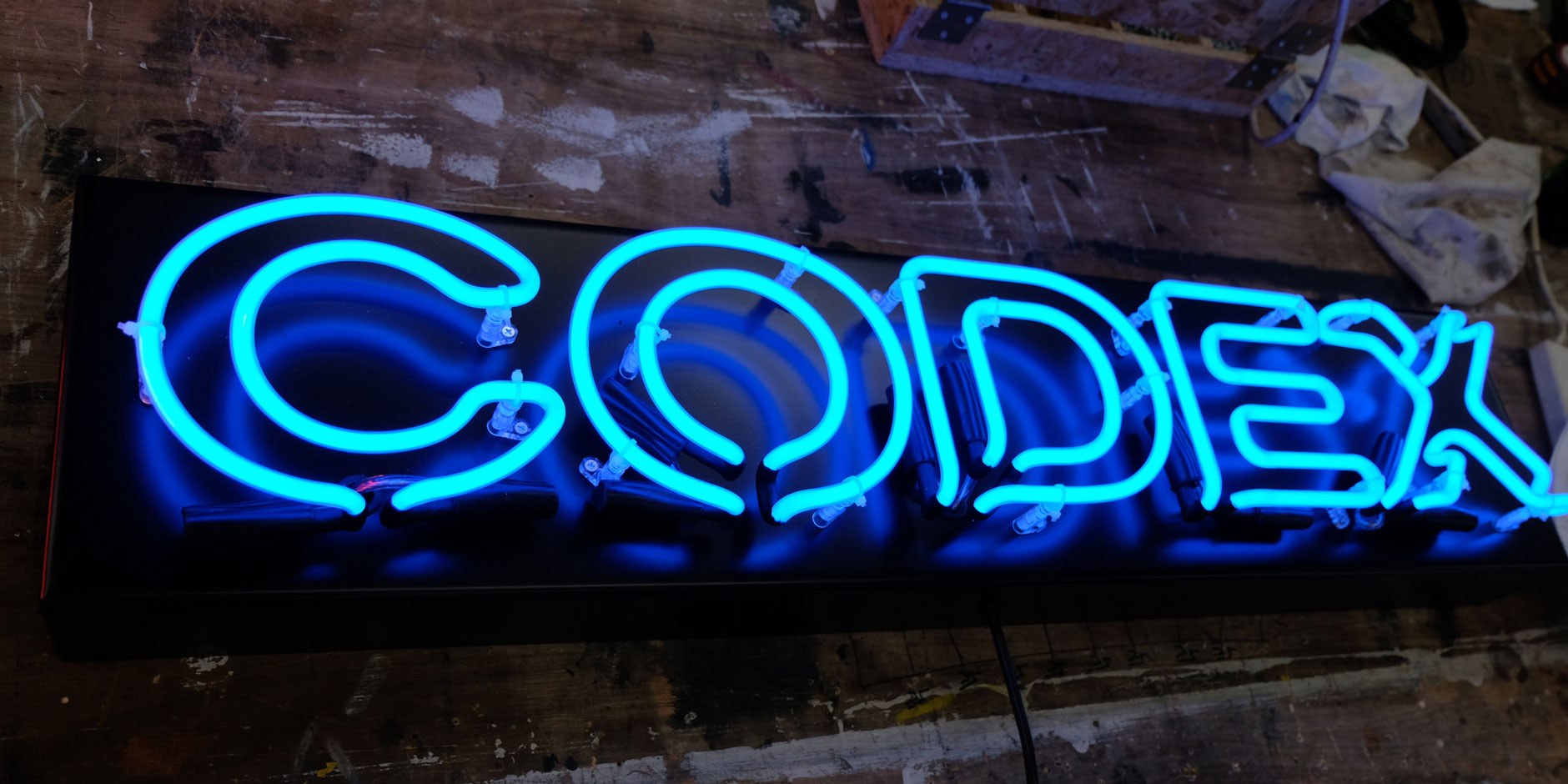 Blue double faux neon