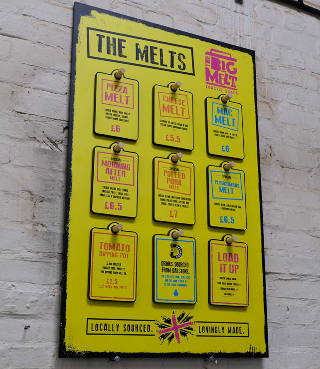 Yellow Printed Peg Board Menus